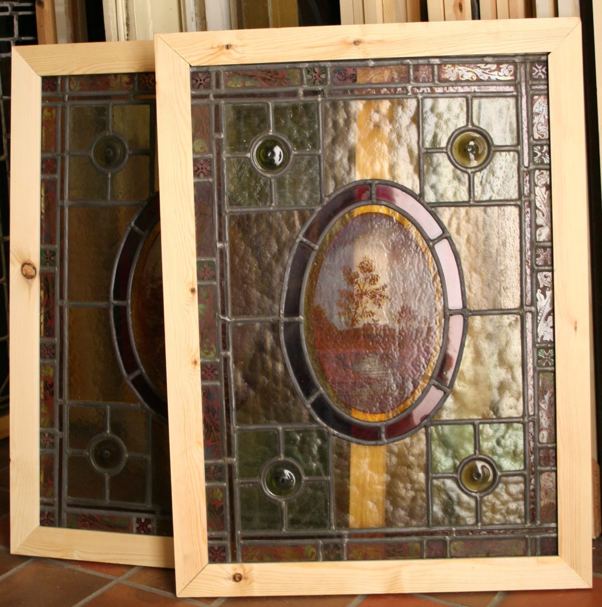 Ref: Ed282 - 2 Edwardian Stained Glass Windows - "Edwardian Country ...