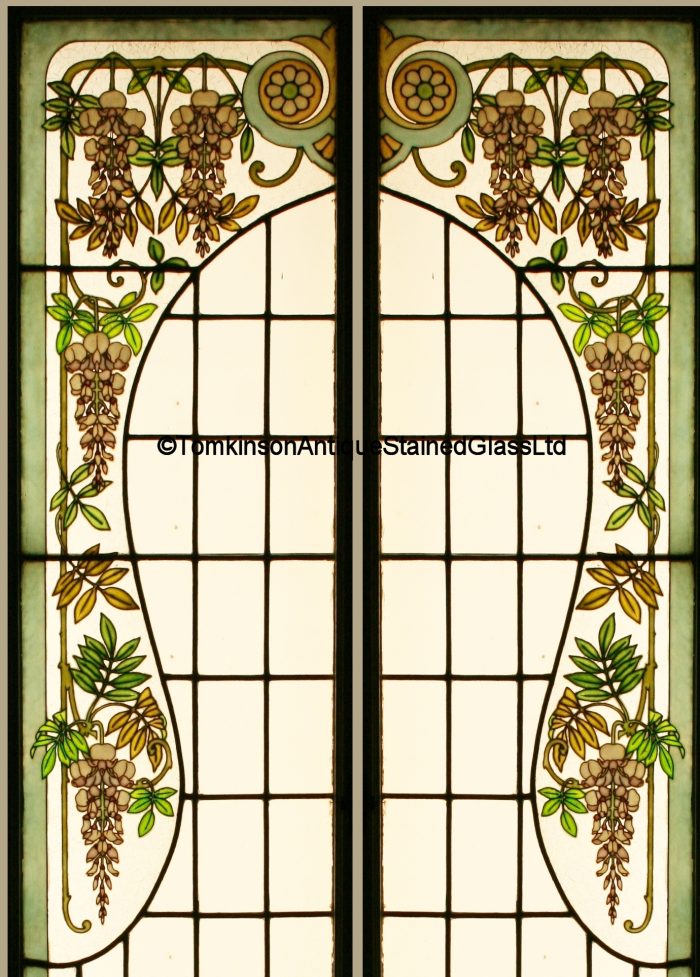 Ref: Fre269 - Pair Antique French Stained Glass Windows - Wisteria ...