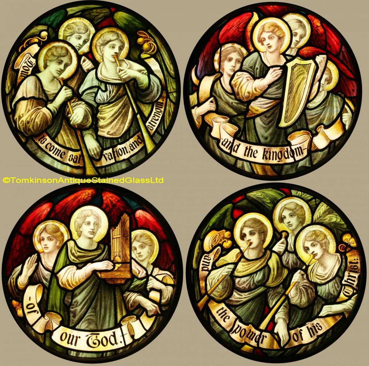 Ref: Rel365 - Antique Religious Church Stained Glass Windows - Musical ...