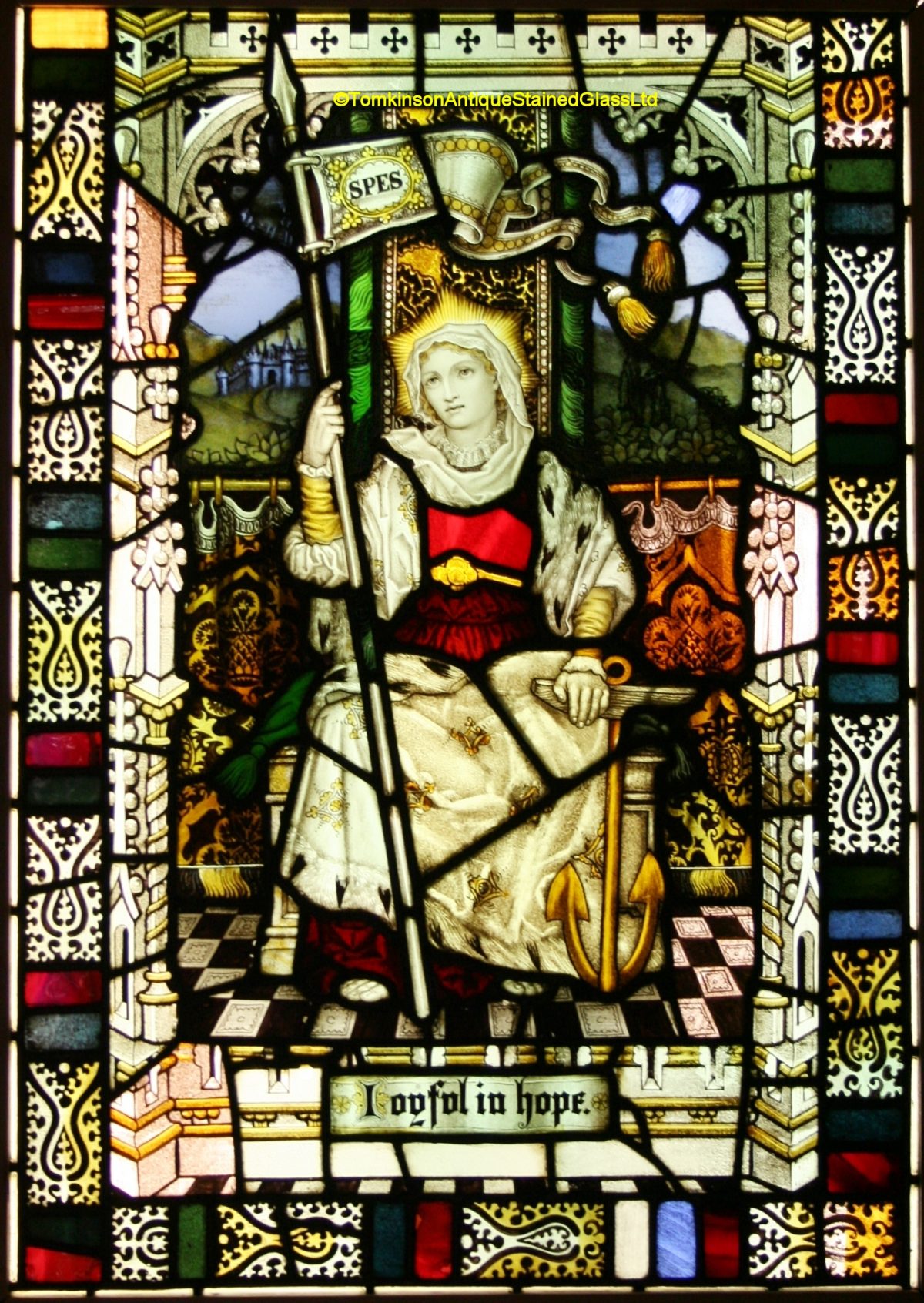 Ref: Rel395 - 2 Antique Stained Glass Windows - Faith & Hope ...