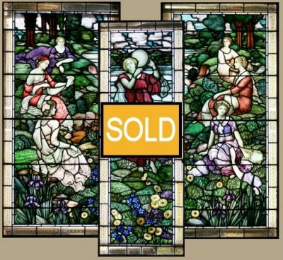 Ref: Vic650 - 3 Victorian Stained Glass Windows - Meadow Scene ...