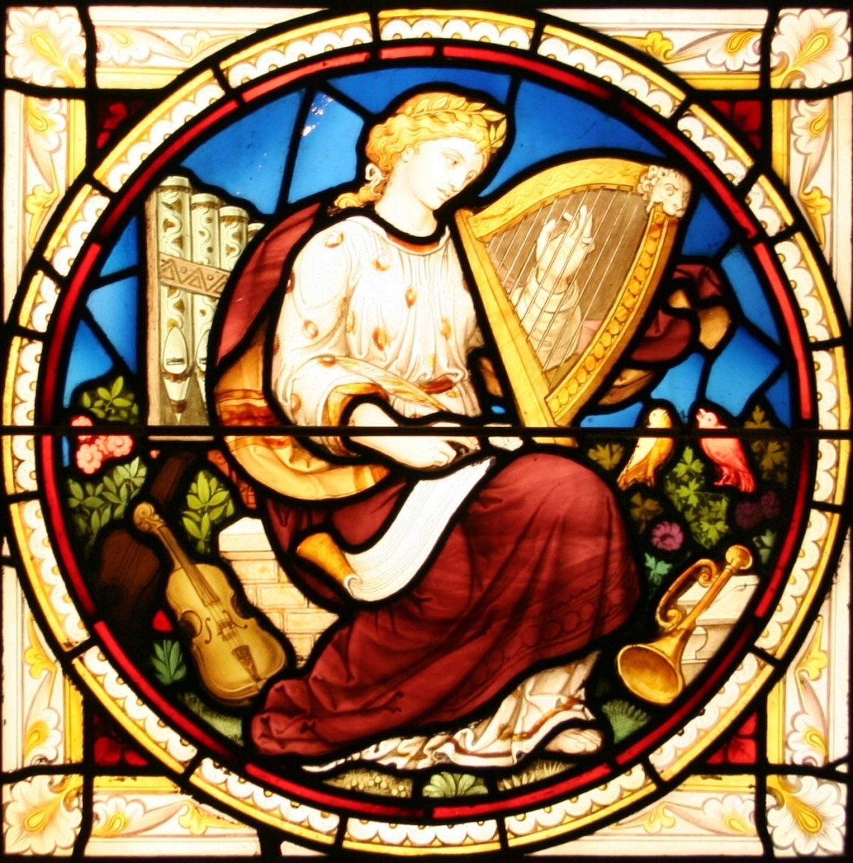 Ref: Vic665 - 2 Victorian Stained Glass Windows - Science & Music ...